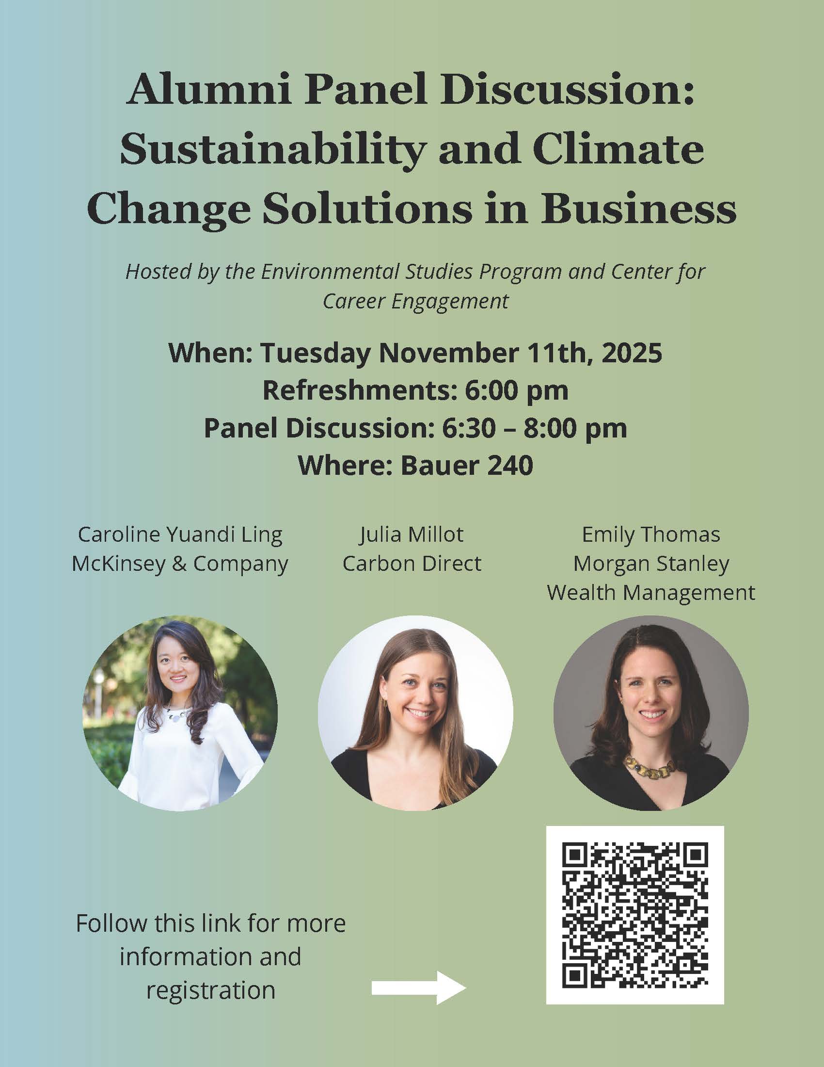 Alumni Panel Discussion: Sustainability and Climate Change Solutions in ...